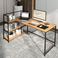 Costway Reversible L Shaped Computer Desk Corner Workstation with 3 ...
