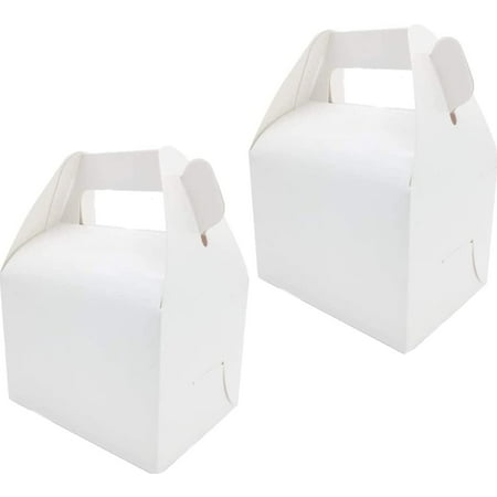 12 Pack Gable Gift Boxes with Handle, White Goodies Favor Box for ...