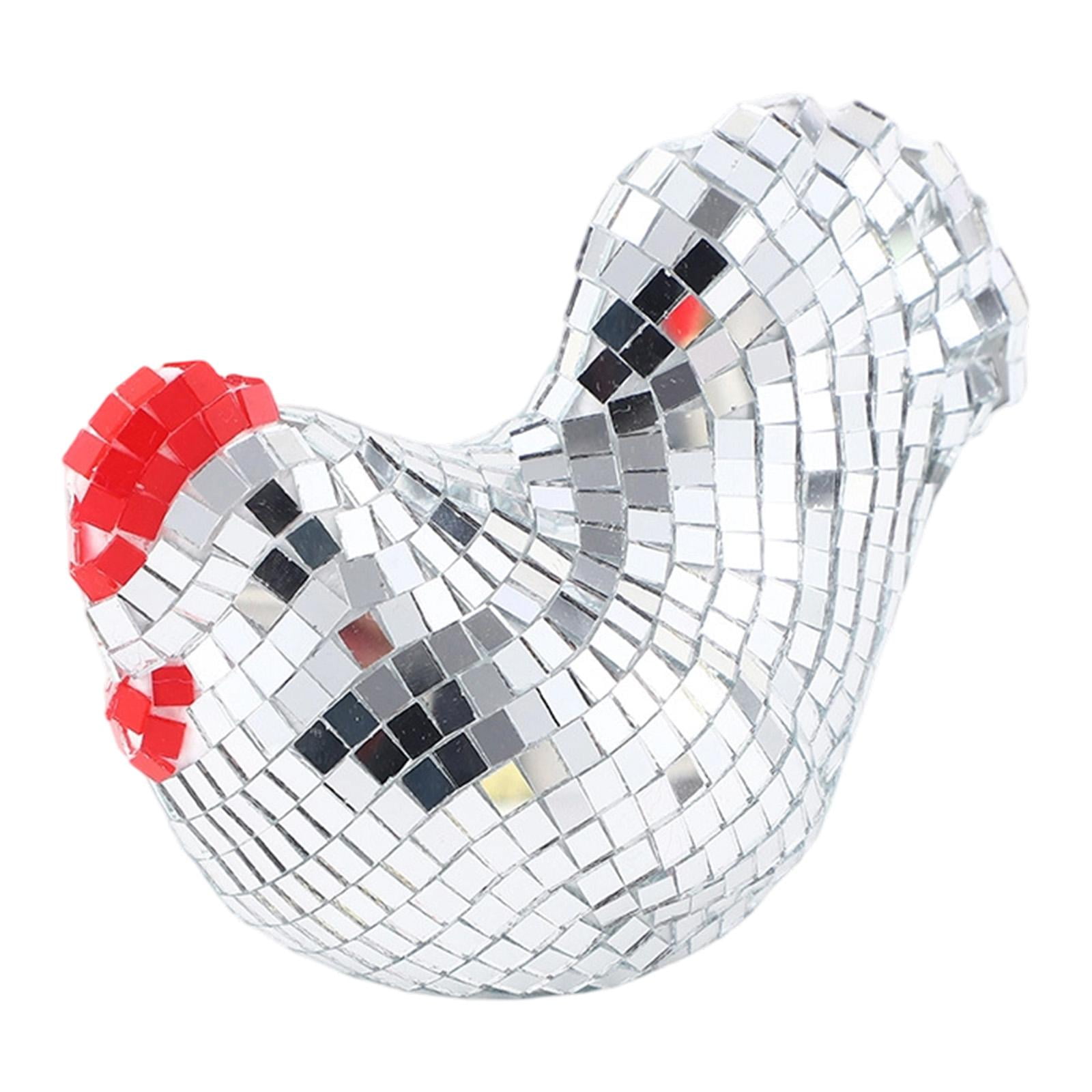 Figura de pollo con bola de espejo de cristal reflectante, escultura ...
