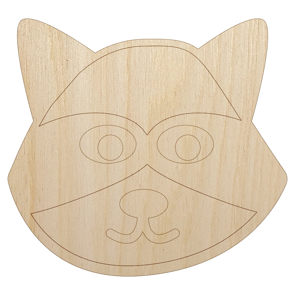 Racoon Face Doodle Wood Shape Unfinished Piece Cutout Craft DIY ...
