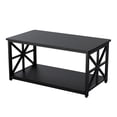 Black 2-Tier Coffee Tables for Living Room Center Table with Storage ...
