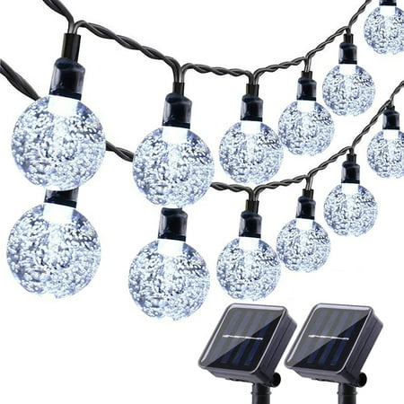 Solar String Lights Outdoor 2 Pack 50 LED 29FT Crystal Globe Lights ...