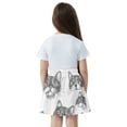 Cat Line Pattern Cotton Skirt Built-in Liner Elastic A-Line Flared ...