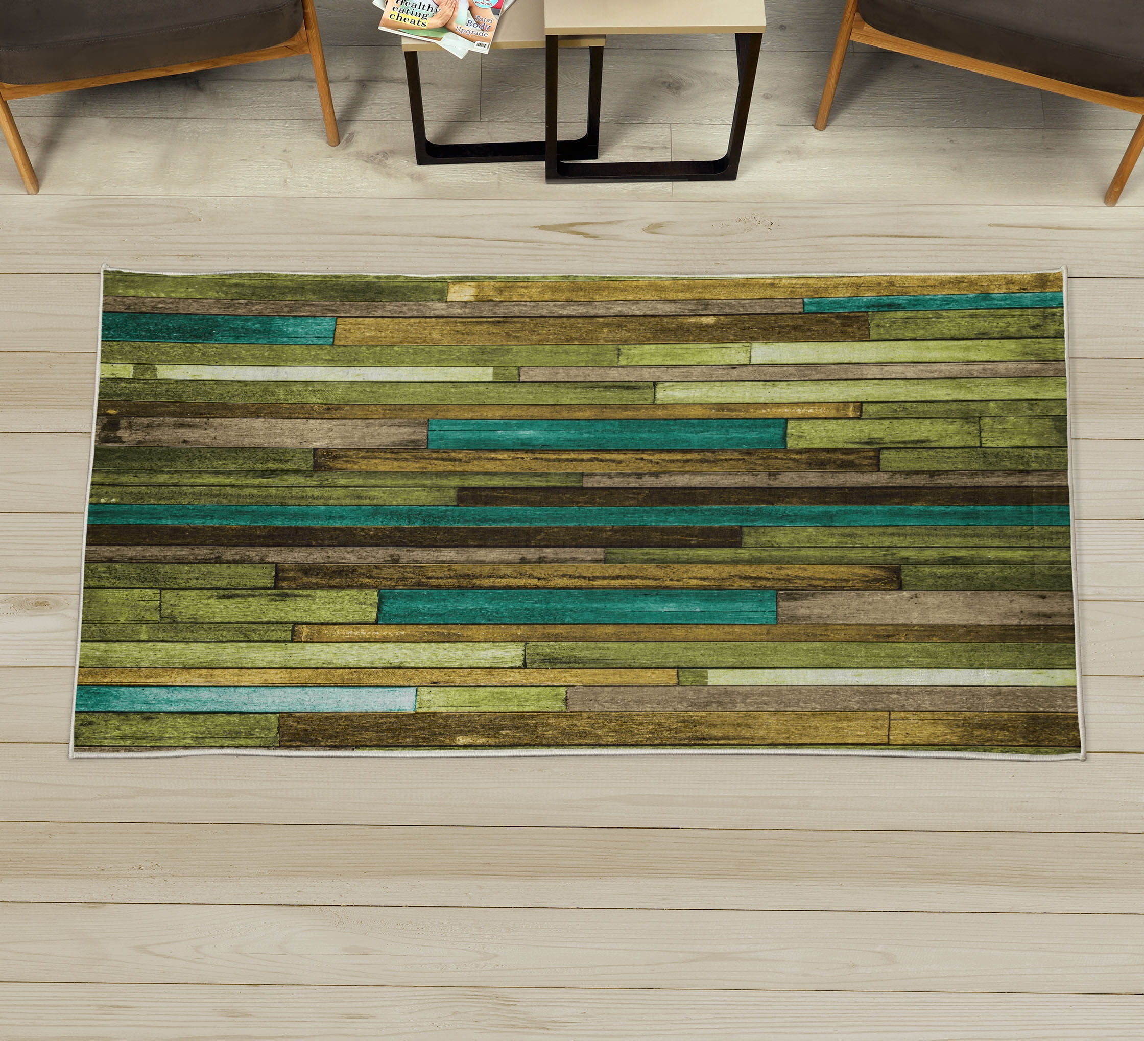 Wooden Print Decorative Rug, Old Hardwood Floor Plank Grunge Lodge ...