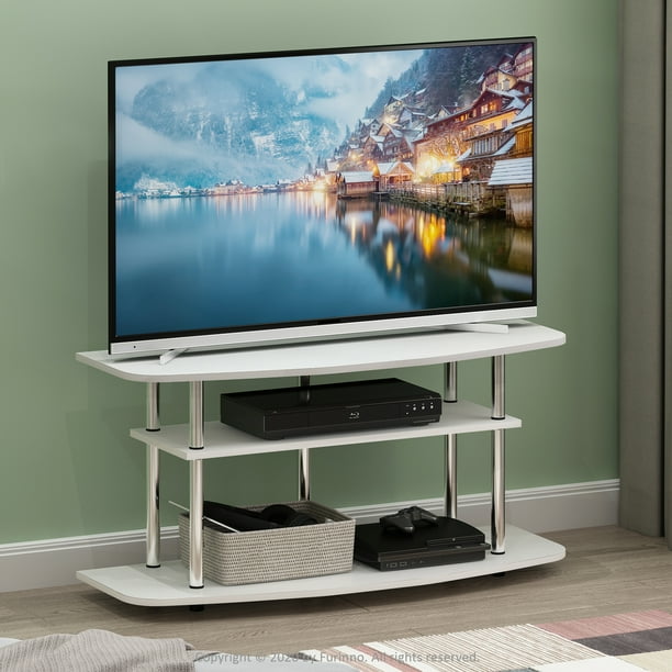 Furinno Frans Turn-N-Tube 3-Tier TV Stand for TV up to 46, White Oak ...