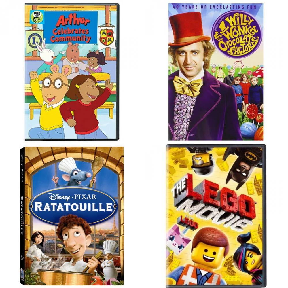 Children's 4 Pack DVD Bundle: Arthur Celebrates Community, Willy Wonka ...