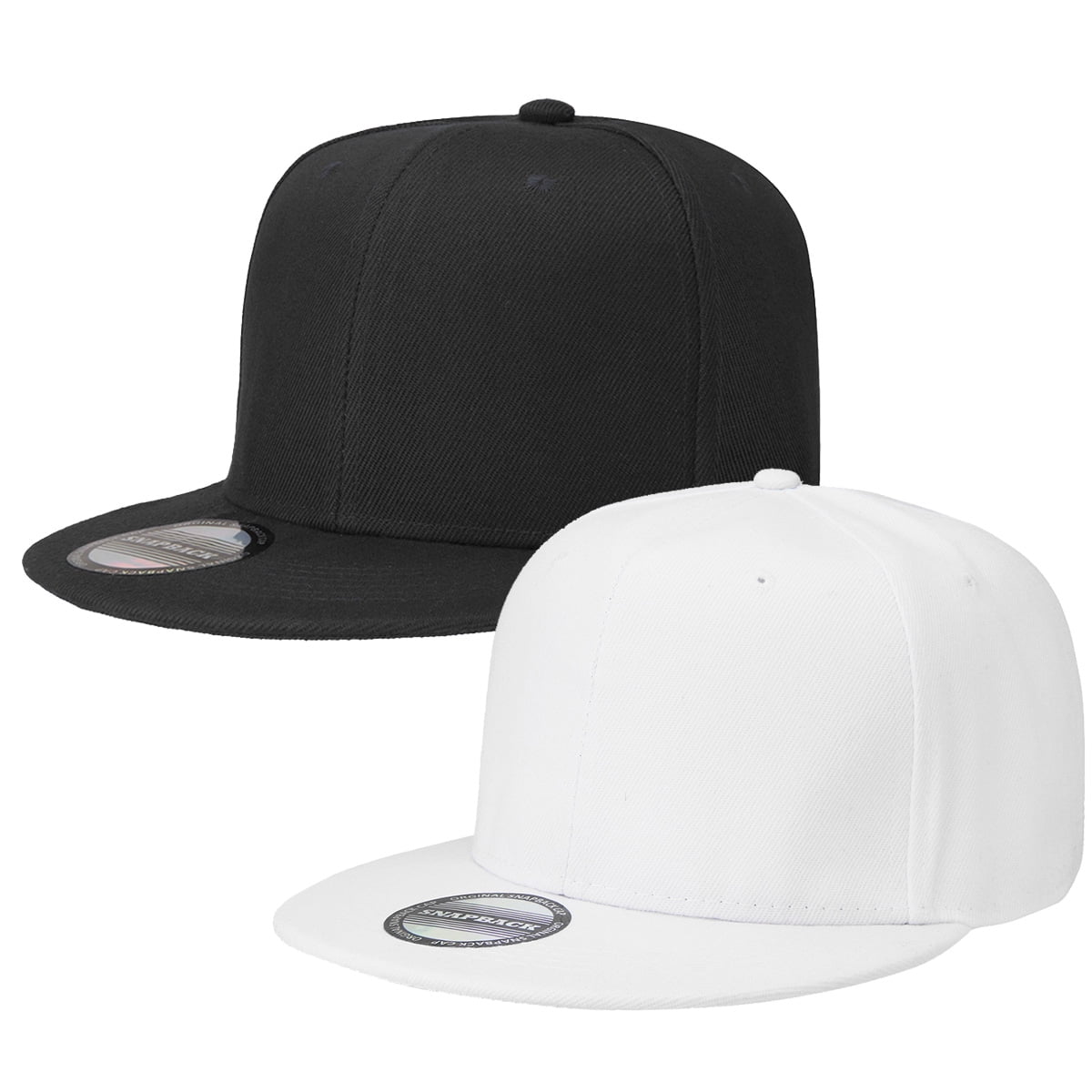 2-pack Classic Snapback Hat Cap Hip Hop Style Flat Bill Blank Solid ...