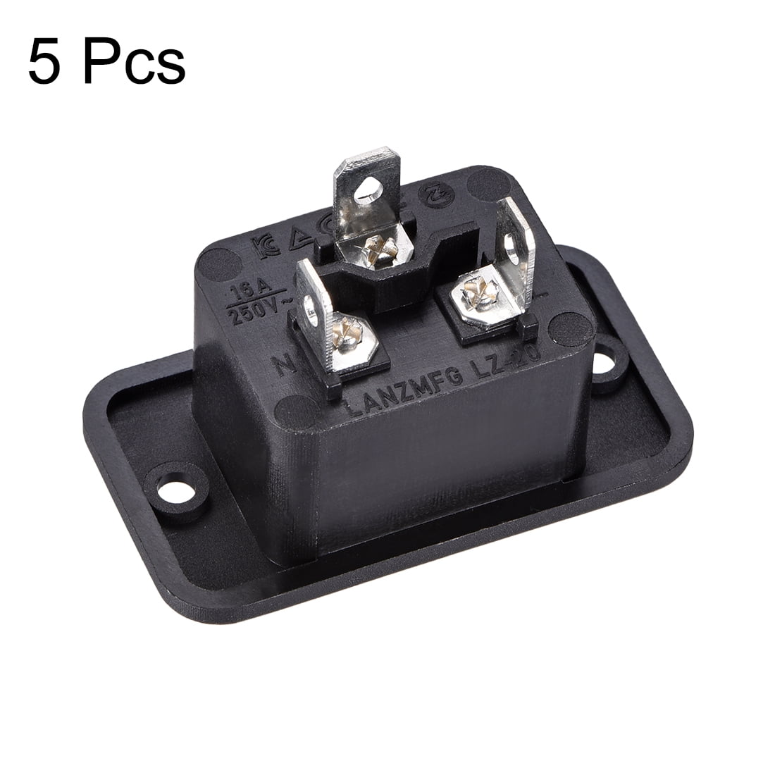 C20 Panel Mount Plug Adapter AC 250V 16A 3 Pins IEC Inlet Plug Staight ...