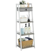 Fionafurn Sturdy Folding Wood 4-Tier Ladder Shelf, Living Room Decor ...