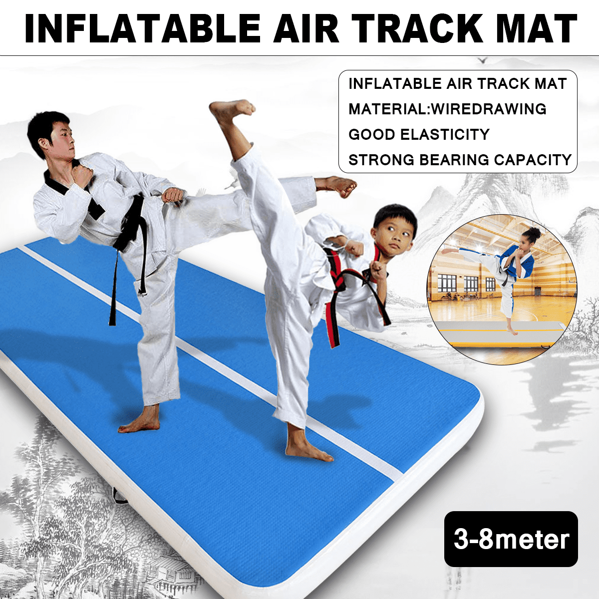 Multiple Sizes Inflatable Training Mat Air Floor Exercise Mat Landing ...