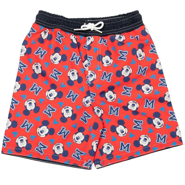 Disney Mickey Mouse Little Boys Swim Trunks Bathing Suit Red 7-8 ...