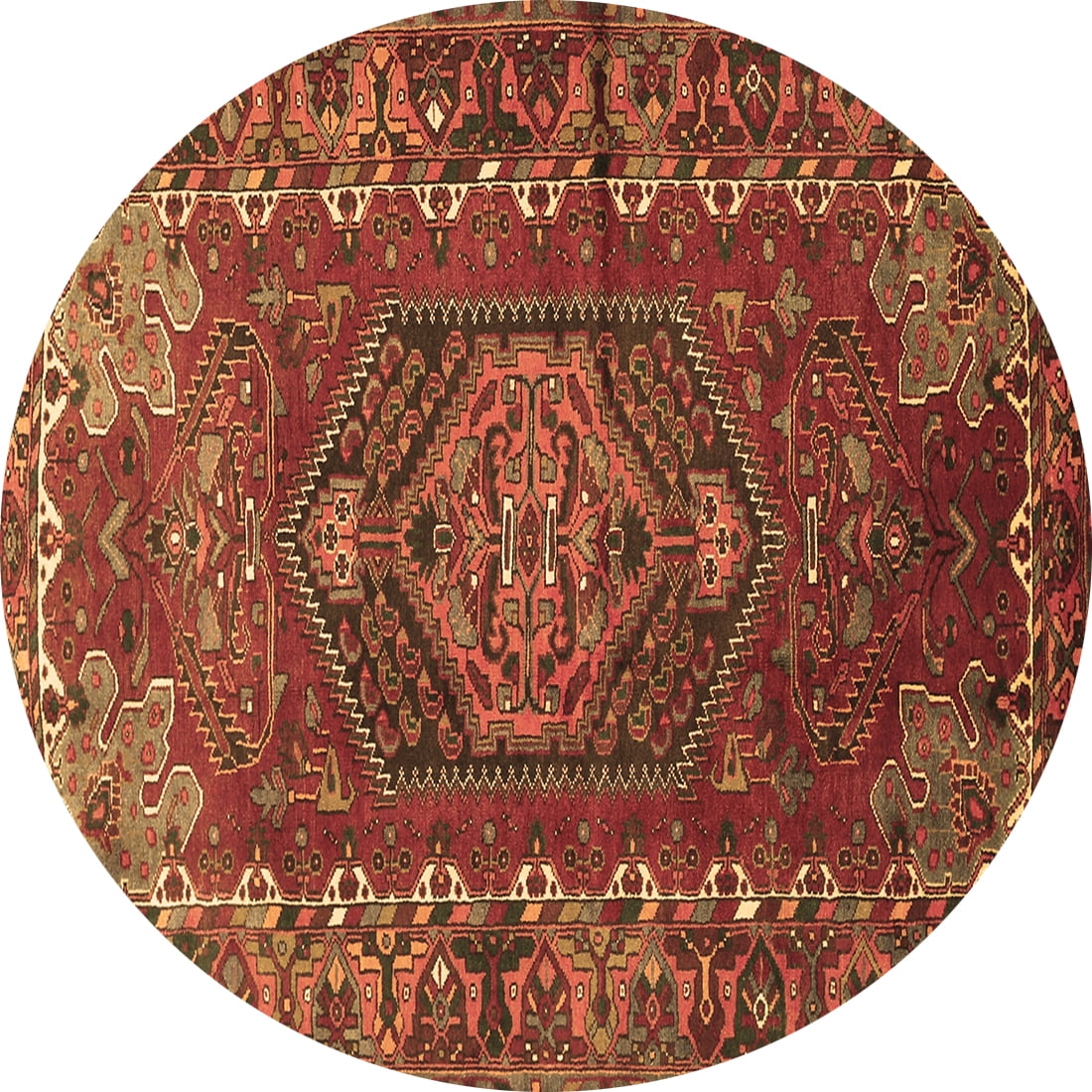 Ahgly Company Indoor Round Persian Brown Traditional Area Rugs, 6 ...