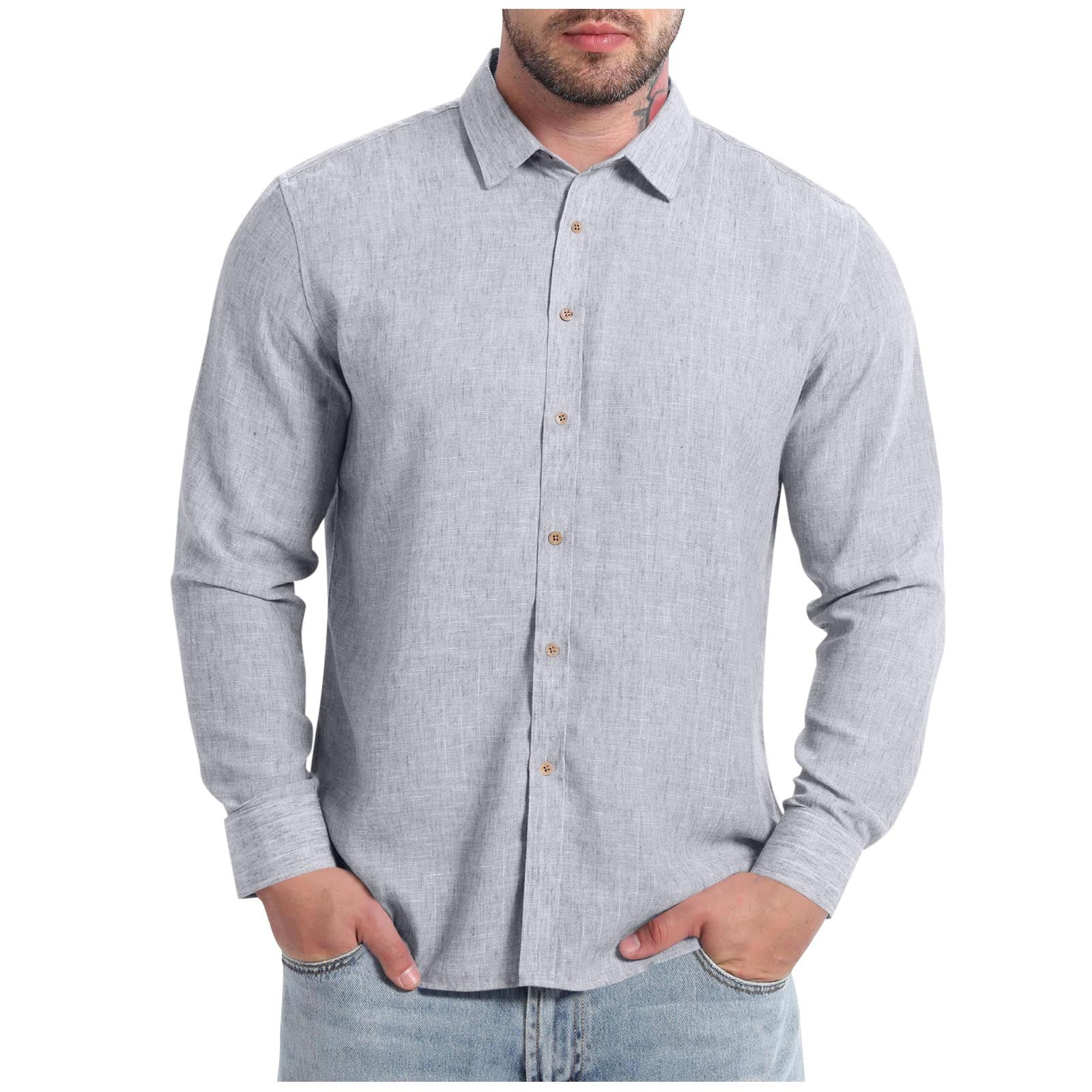 Click here for Sdnall Men Casual Loose Fit Vintage Long Sleeve Sh... prices
