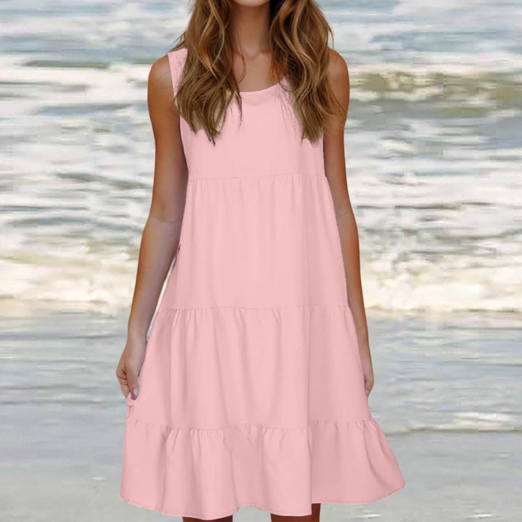 Click here for Fartey Casual Dress For Women Summer Solid Scoop N... prices