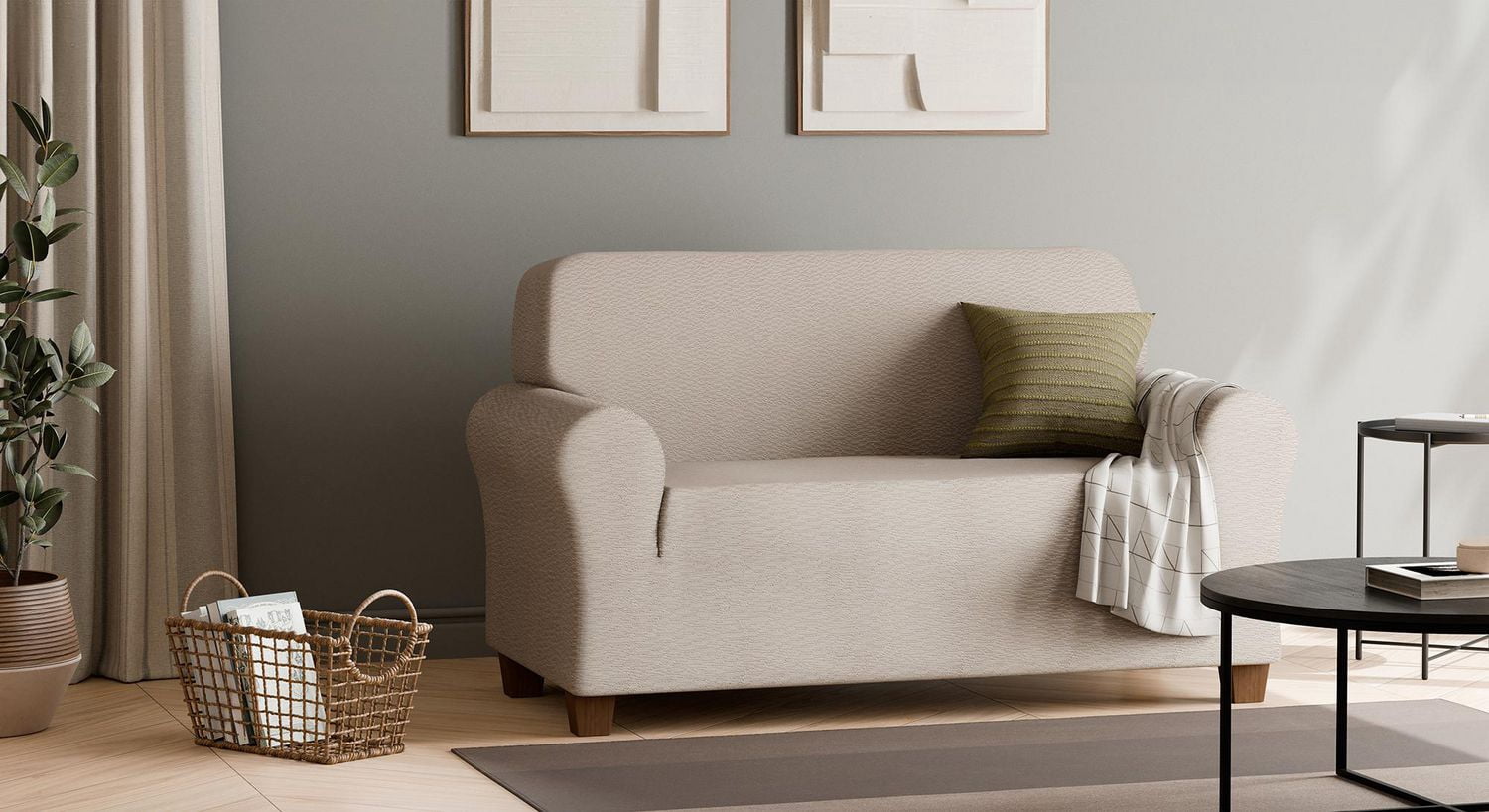 SmartFit Waterproof Stretch Loveseat Slipcover with Textured ...