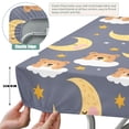 Bear and Moon Stretch Fitted Tablecloth 2.5x6ft Elastic Wrinkle ...
