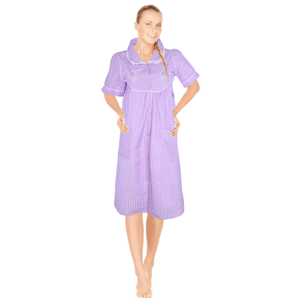 JEFFRICO Womens Dusters For Women Snap Front Housecoat Lounger Duster ...