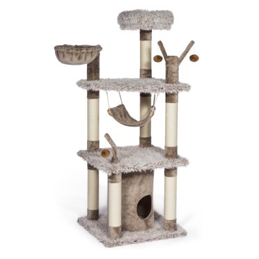 Amolife 68 Inch XL Cat Tower with Hammock, Multi-Level Tree, Scratching ...