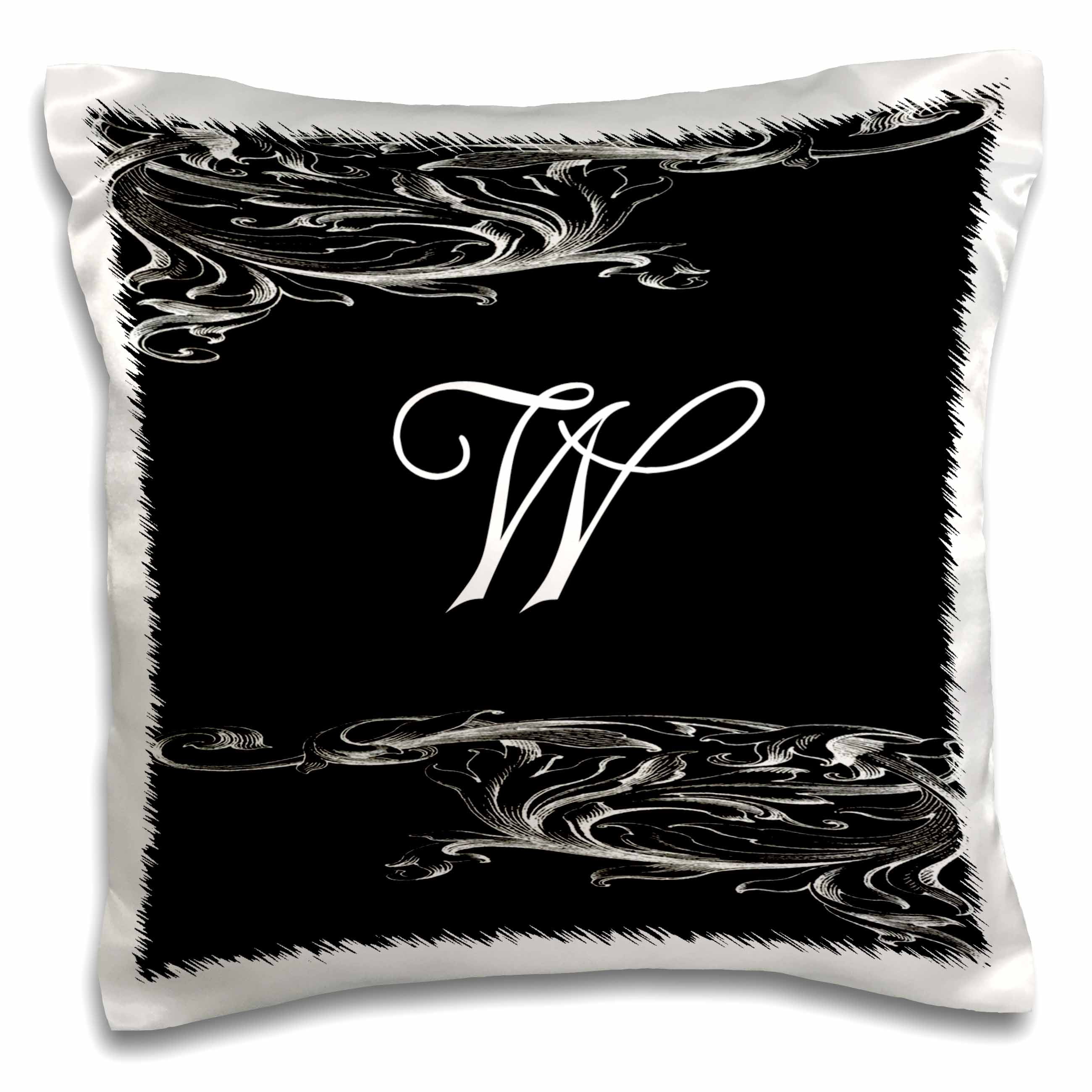 Image of Scrolly Victorian Style Letter W 16x16 inch Pillow Case pc ...