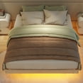 Solid Wood Low Profile Bed Frame with LED Lights Underneath, Floating ...