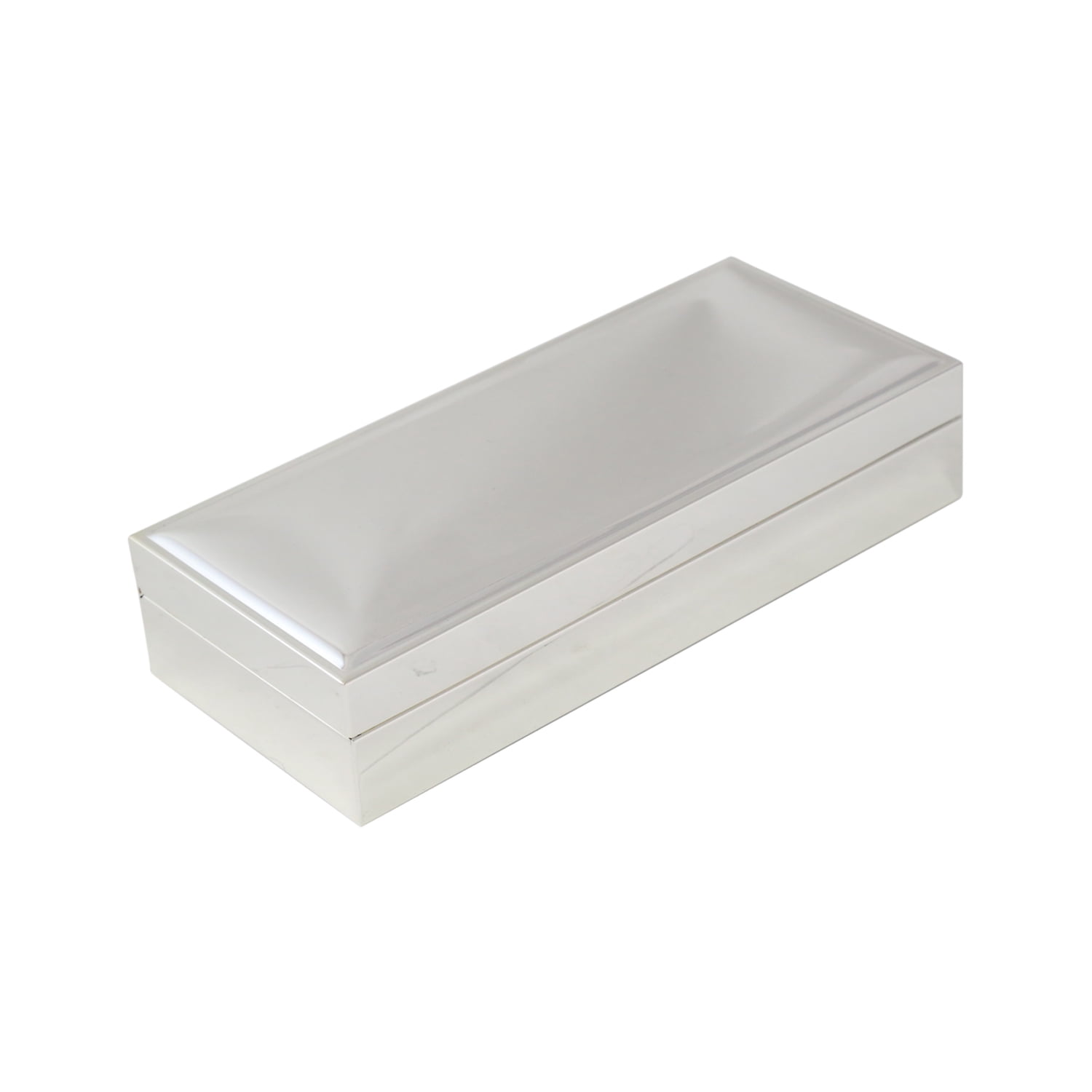 Nickel Plated Rectangular 3 1/2" x 8" Hinged Box with Velvet Lining ...