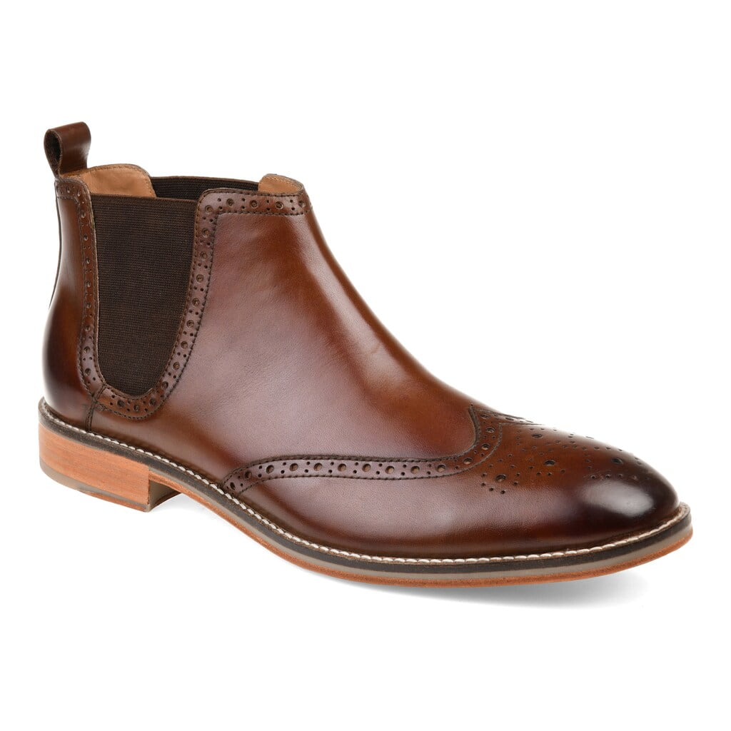 Thomas & Vine Thorne Men's Wingtip Chelsea Boots Brown - Walmart.com