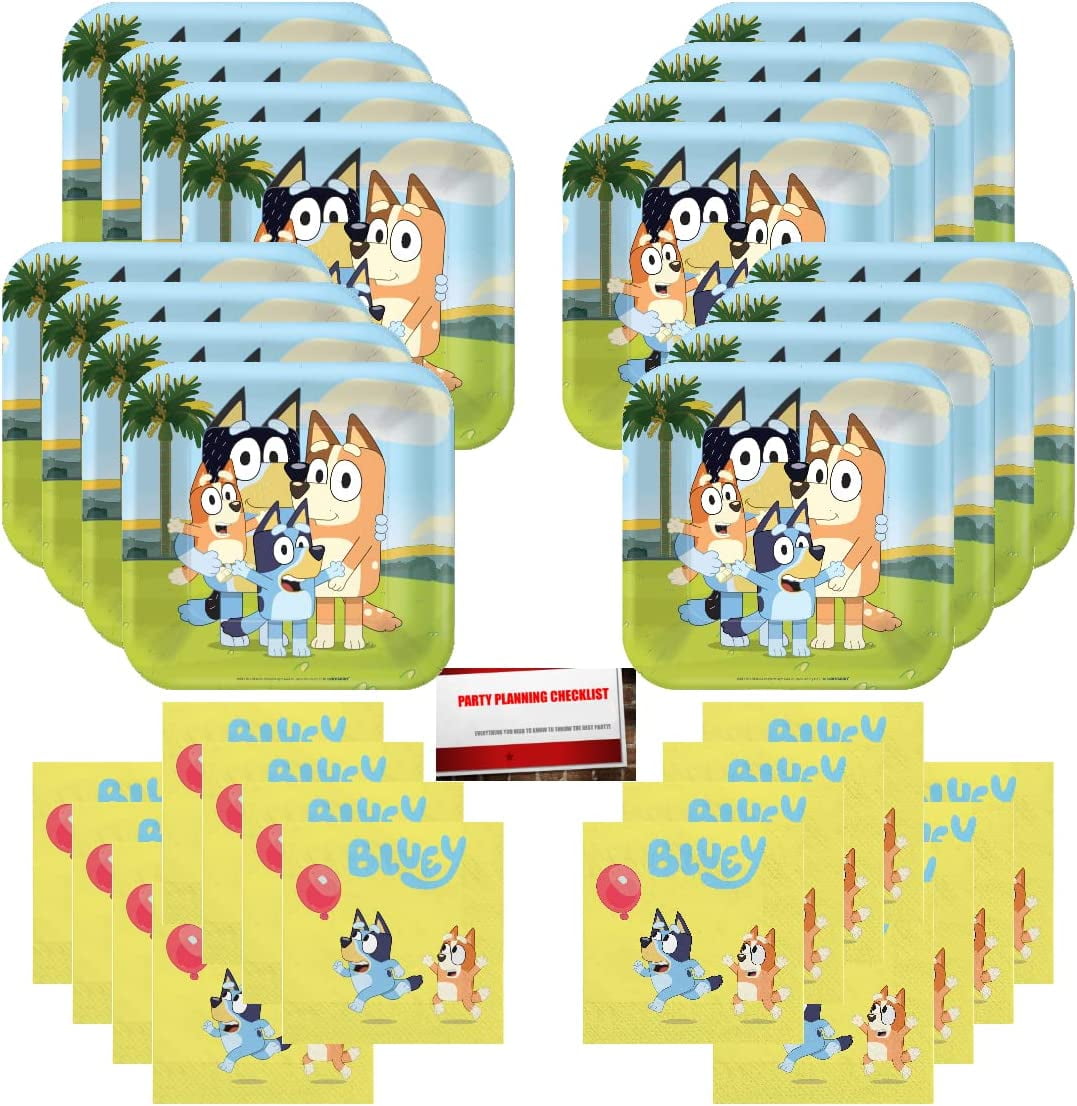 BBC Bluey Birthday Party Supplies Bundle Pack for 16 Guests (Plus Party ...