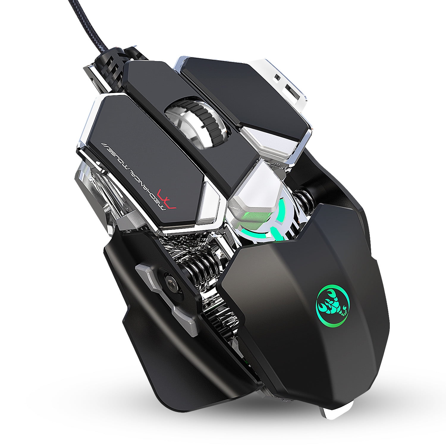 Yidarton J600 Mechanical Game Mouse 9-key Programmable 6400dpi Wired Mouse Light Cool Mouse ...