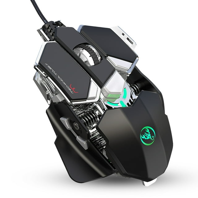 Yidarton J600 Mechanical Game Mouse 9-key Programmable 6400dpi Wired Mouse Light Cool Mouse ...