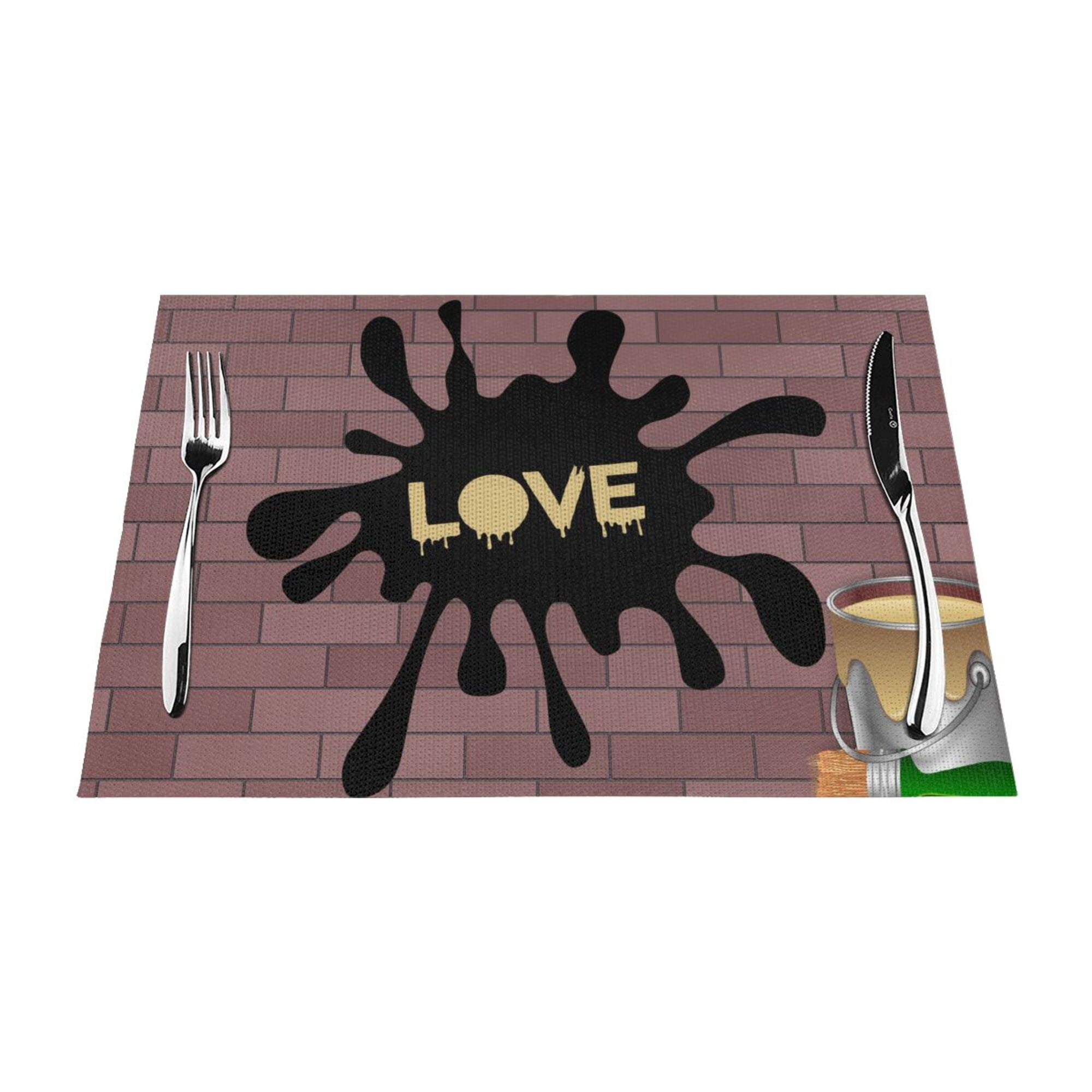 YFYANG Washable Heat-Resistant Placemats, 70% PVC/30% Polyester, Love ...
