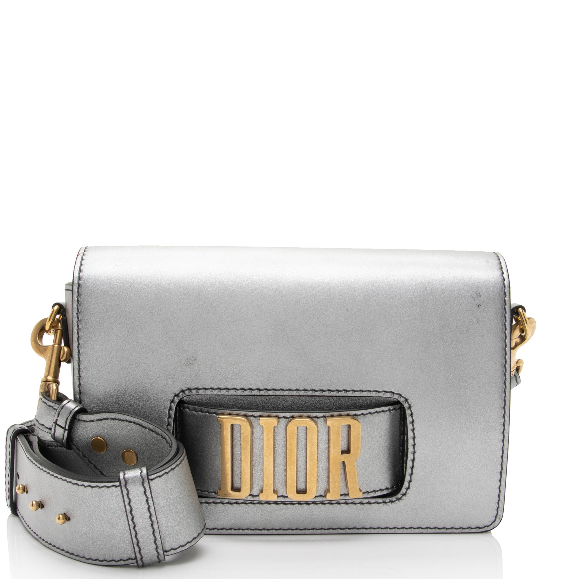 Pre-Owned Dior Metallic Grained Calfskin Dio(R)evolution Flap Bag ...