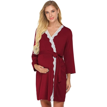 Maternity Robe Womens Pregnancy Nightgown 3 in 1 Labor Delivery Nursing ...