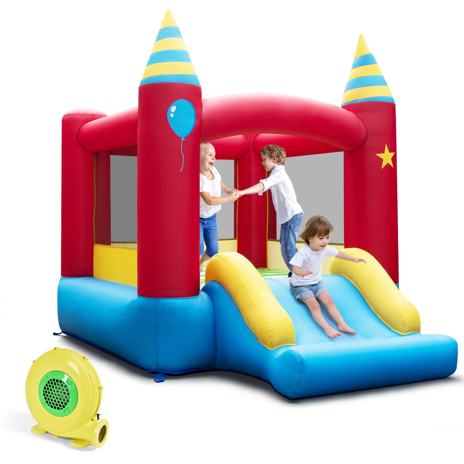 Costway Inflatable Kids Jumping Bouncer Indoor Outdoor with 480W Blower ...