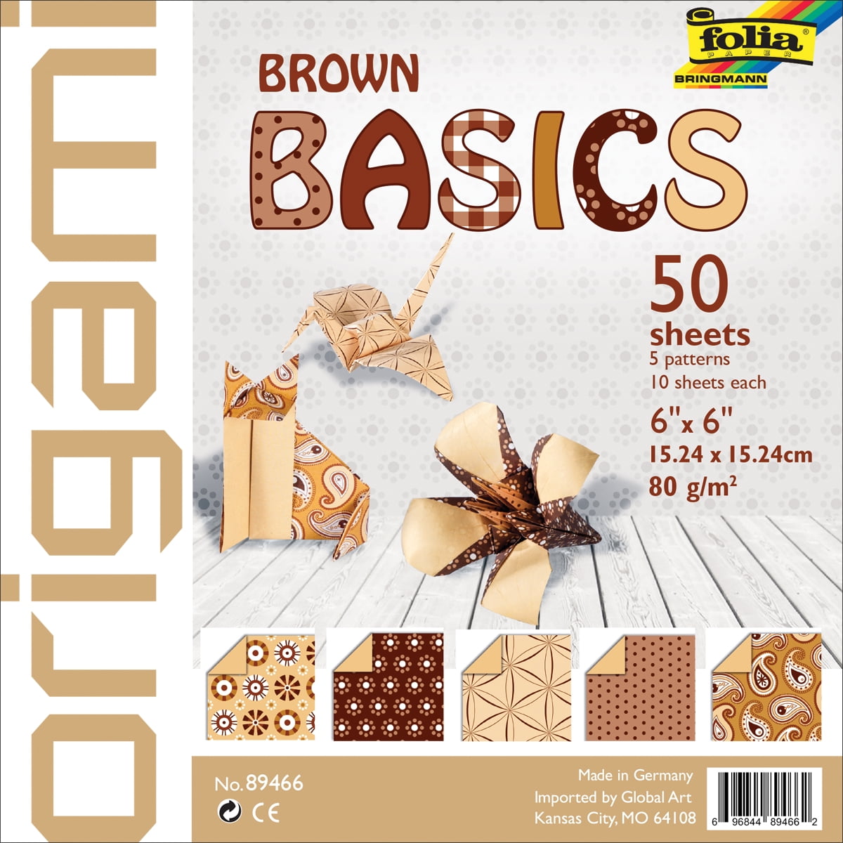 "Folia Basics Origami Paper 6""X6"" 50/Pkg-Brown" - Walmart.com