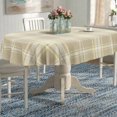 Beige Plaid 72x54 Inch Oval Tablecloth, Waterproof Washable Fabric For ...