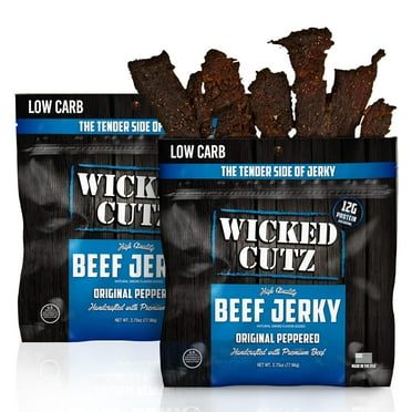 Wicked Cutz Premium Beef Jerky Sticks, Protein-Rich, 6-Flavor Variety ...