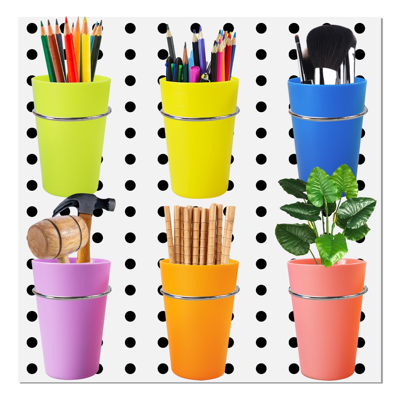 Chris.W 6 Sets Plastic Pegboard Storage Cups with Hooks for Storage ...