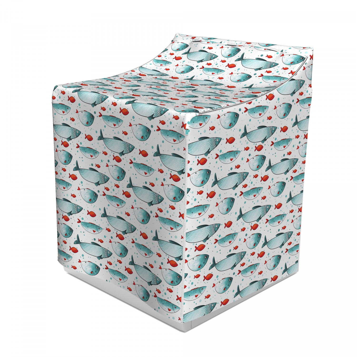 Fish Washer Cover, Subaquatic Animal Pattern on Dotted Background Ocean ...