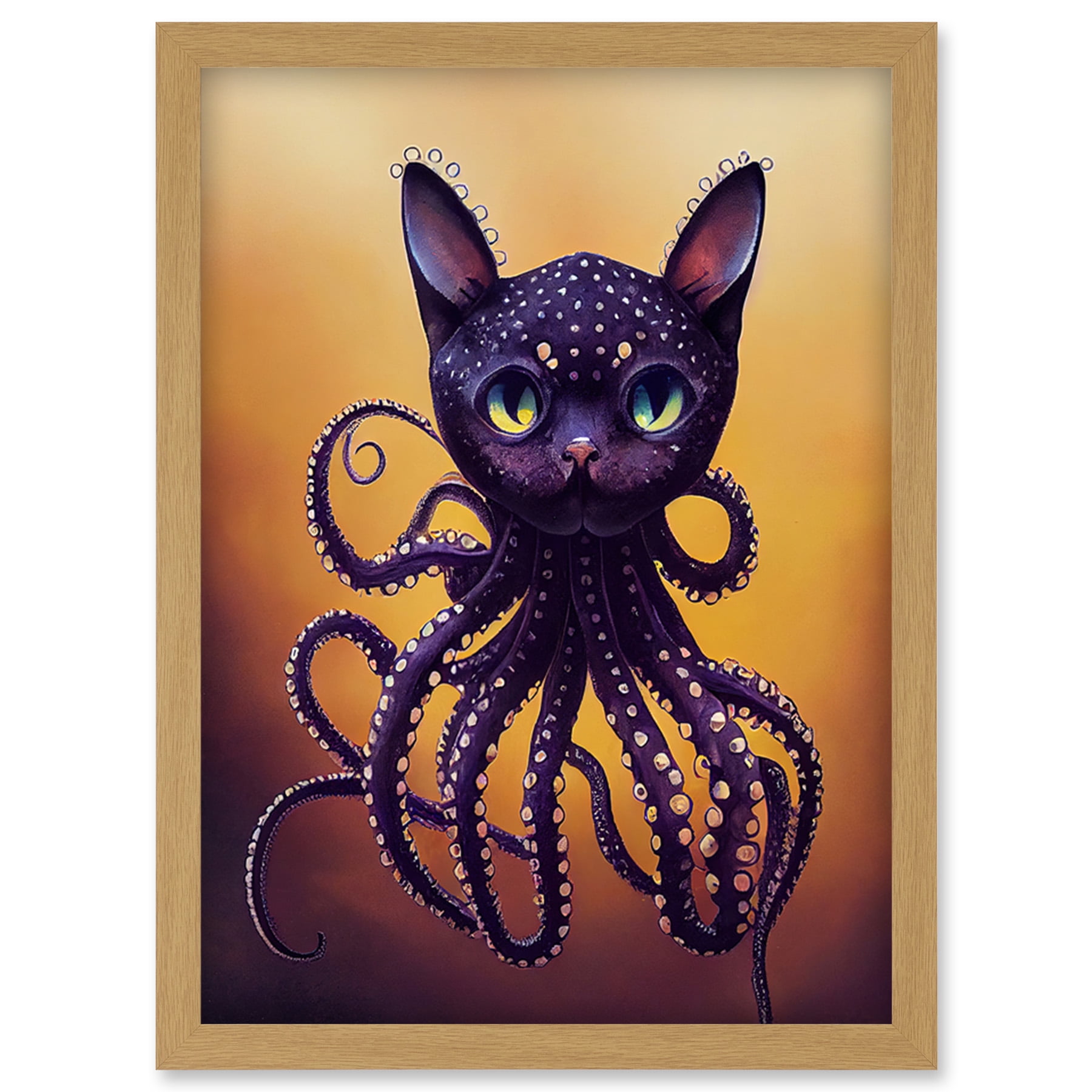 Octopussy Surreal Cat Octopus Hybrid Purple Artwork Framed Wall Art ...