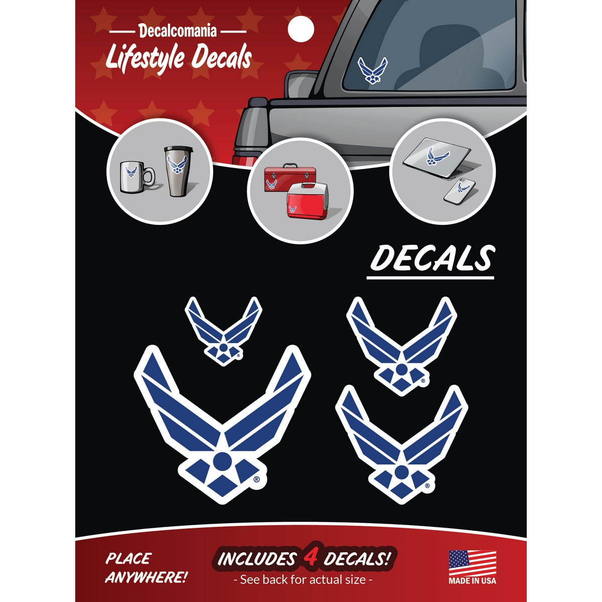 U.S. AIR Force Decals - Set of 4 Vinyl Stickers for Truck or Car ...