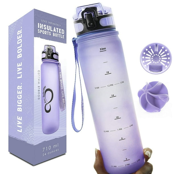 Live Infinitely Insulated Water Bottle with Time Marker BPA-Free 24 Oz ...