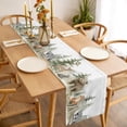 Bear Deer Fox Rabbit Dining Table Runner, Rustic Green Forest Animal ...