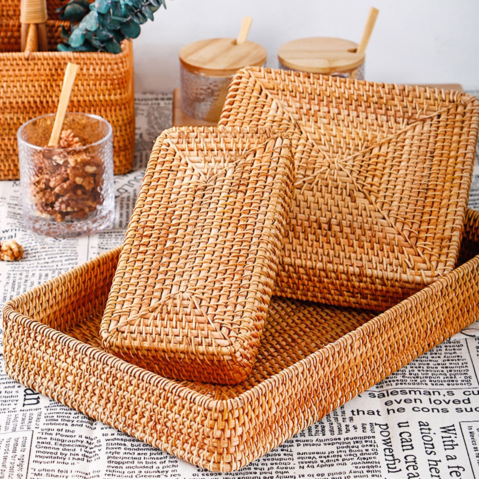 SPRING PARK Handmade Storage Baskets Rattan Decorative Organizing Home ...