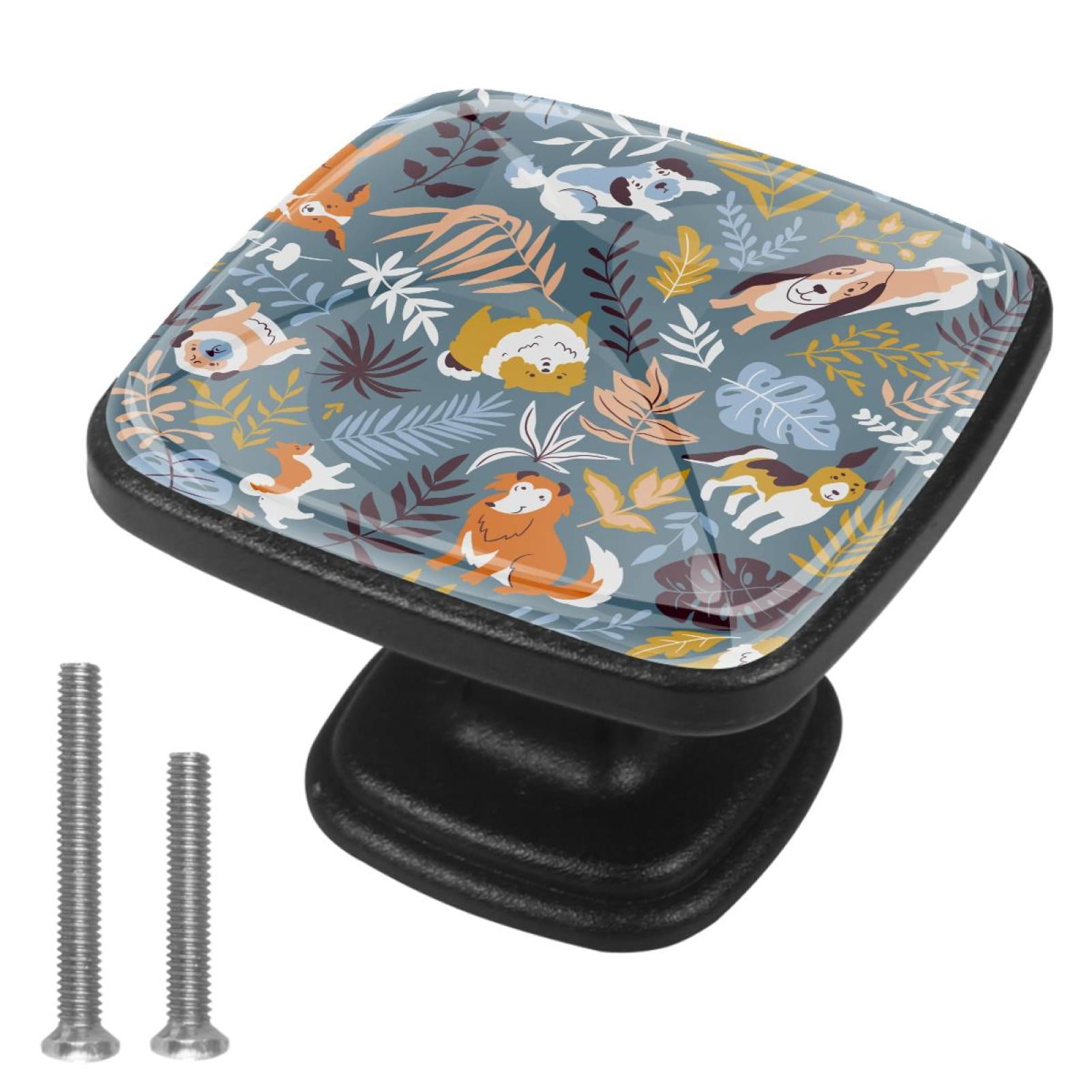 4 Pcs Cabinet Handle Drawer Pulls Handdrawn Dog Knobs with Screws ...