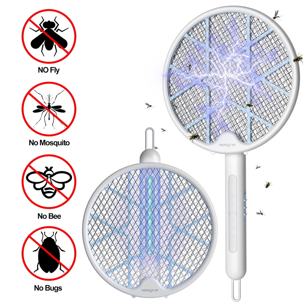 2 Pack Bug Zapper Electric Fly Swatter Rechargeable Fly Zapper Racket ...