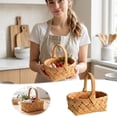 7.9x6.7x3.3" Wooden Woven Basket – Portable Picnic Basket with Handle ...