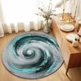 Abstract Swirl Area Rug, Modern Minimalist Teal Grey Spiraling Waves ...