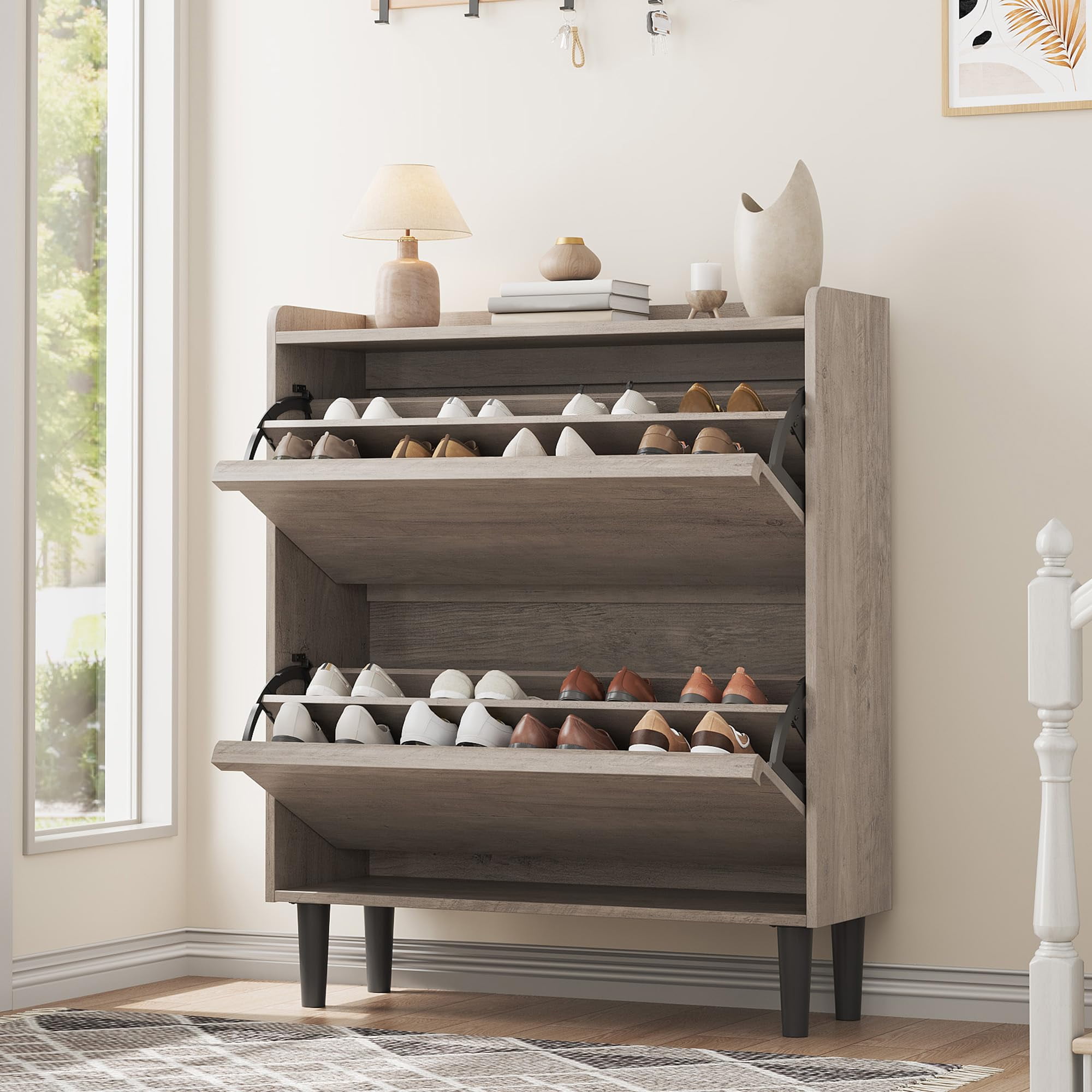 Click here for Akdsteel Shoe Cabinet With 2 Flip Drawers  Wooden... prices