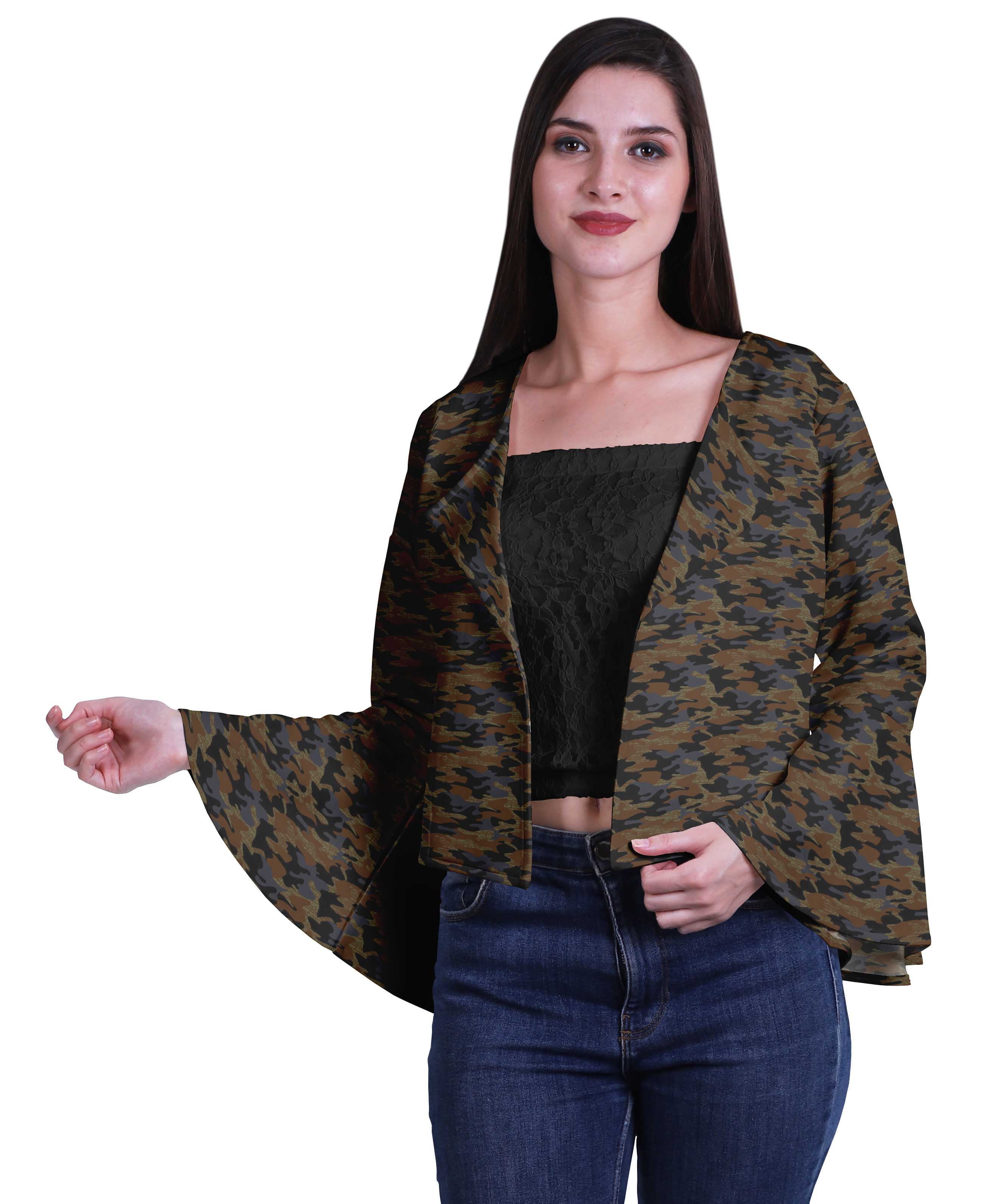 Moomaya Printed Summer Clothes For Women Front Open Bell Sleeve Short ...
