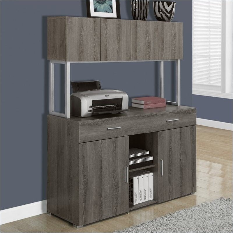 Pemberly Row 48" Office Storage Credenza in Dark Taupe - Walmart.com ...